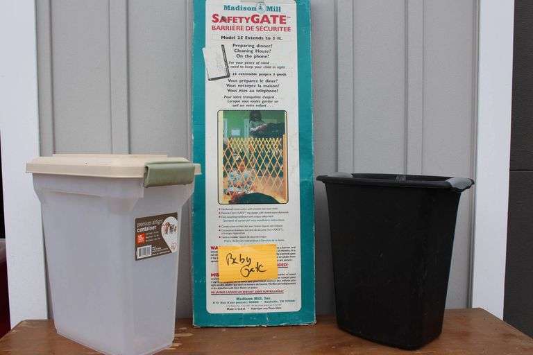 Madison Mill Safety Gate With Container and Trash Bin - Auction Ohio