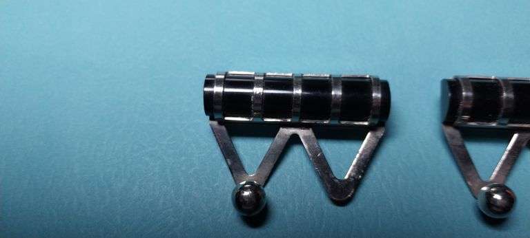 Vintage Art Deco Silver & Black Mechanical Clips – Industrial Modernist ...