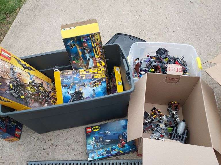 Assorted Batman Legos Pieces & Parts Boxes Are Empty, 2 Totes W/Lids ...