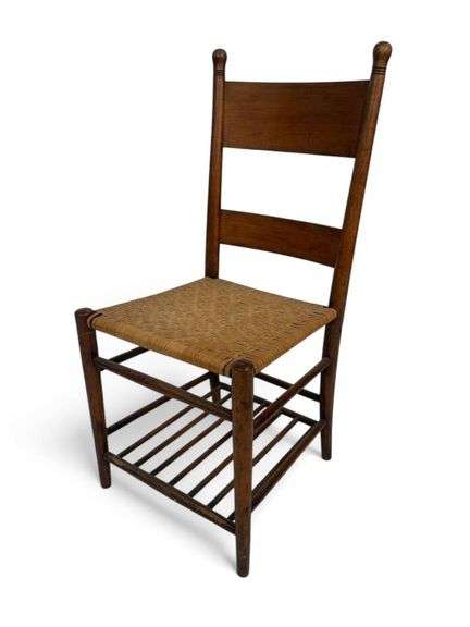 ANTIQUE PRIMITIVE LADDER BACK (SHAKER-STYLE) SIDE CHAIR. - Auction Ohio