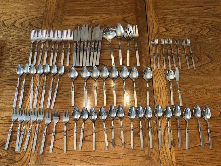 Vintage MCM Rogers Stainless Flatware Set - Auction Ohio