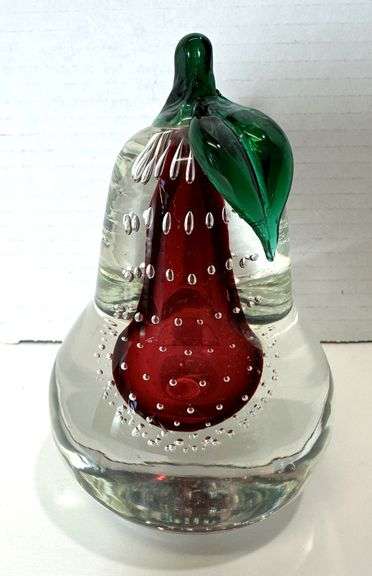 Mid Century Murano Italian Art Glass Pear Paperweight Red Seguso ...