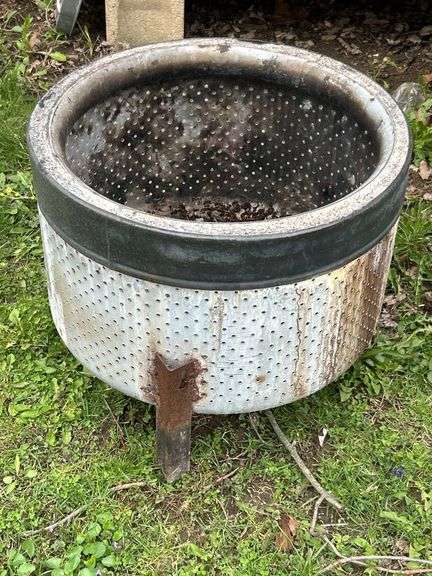 Repurposed Washing Machine Drum Fire Pit - Auction Ohio