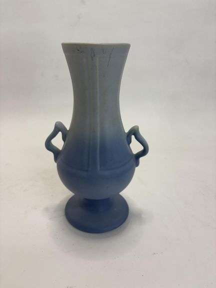 LARGE BLUE WELLER "PANELLA" VASE. - Auction Ohio