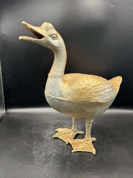 Cast Iron Goose Figurine with Open Beak Design - Auction Ohio