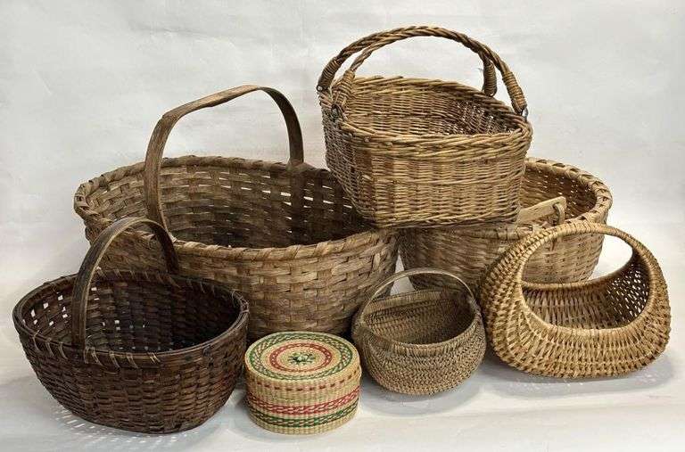 SEVEN WOVEN BASKETS. - Auction Ohio