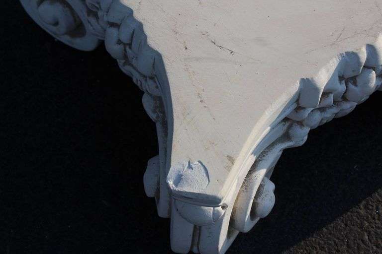 White Painted Architectural Plaster Pedestal Base with Scroll Motifs ...