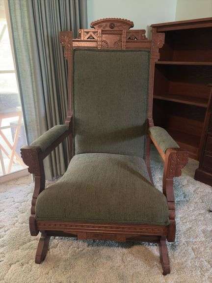 Victorian Eastlake Walnut Framed Platform Rocker - Auction Ohio