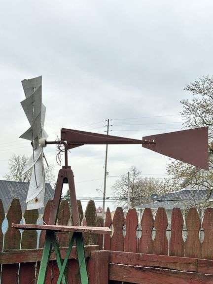 Decorative Metal Windmill with Green Base - Auction Ohio