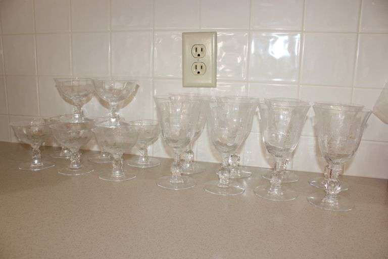 Heisey Etched Rose Stemware - Auction Ohio