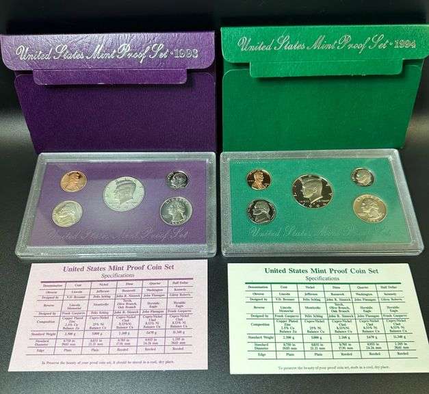 1993 & 1994 U.S. Mint Proof Sets - Auction Ohio