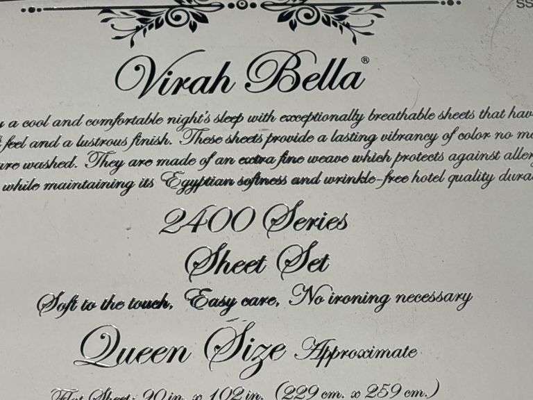 Virah Bella 2400 Series Sheet Set - Auction Ohio