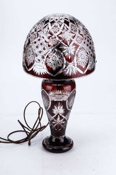 Stunning Ruby Bohemian Cut Glass Lamp- Statement Piece! - Auction Ohio