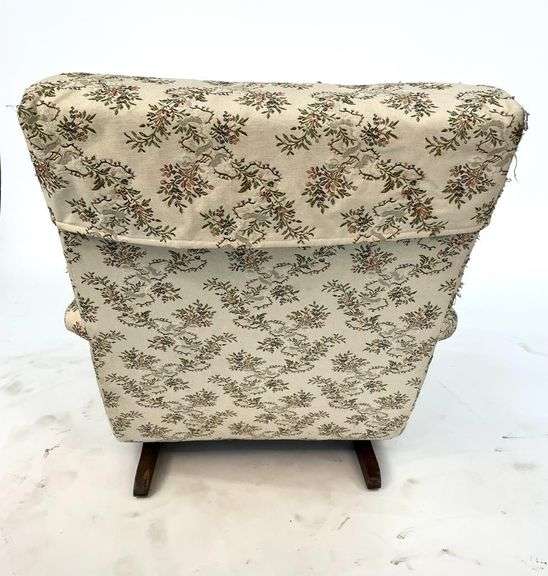 UPHOLSTERED ANTIQUE PLATFORM ROCKING CHAIR. - Auction Ohio