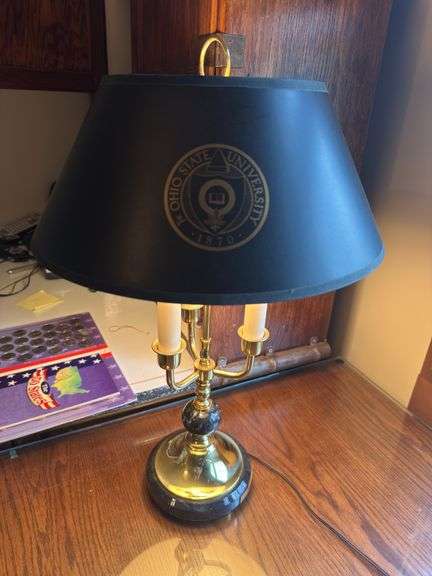 Brass and marble Ohio State University lamp - Auction Ohio