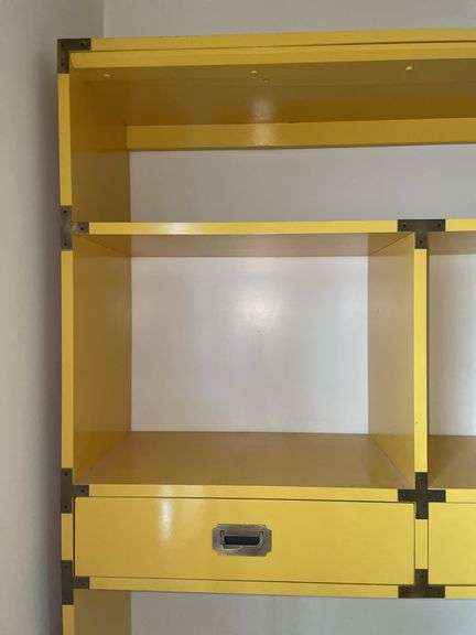 Bernhardt MCM Yellow Campaign-Style Desk with Hutch & Chair - Auction Ohio