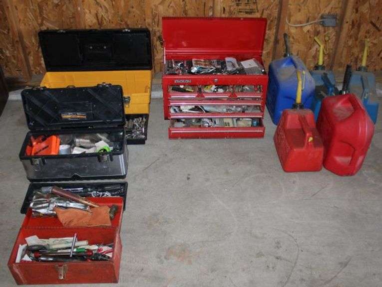 Collection of Toolboxes, Hand Tools, and Fuel Containers - Auction Ohio