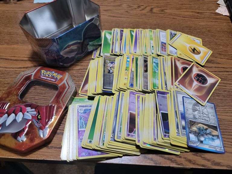 Pokémon Collectors Tin W/Approx 350 Cards 2000-2019 Range - Auction Ohio
