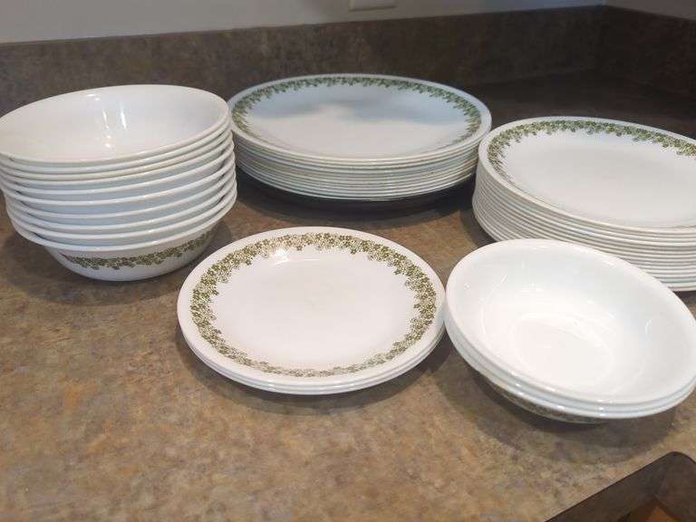Corelle "Spring Blossom Green" Dinnerware Collection - Auction Ohio