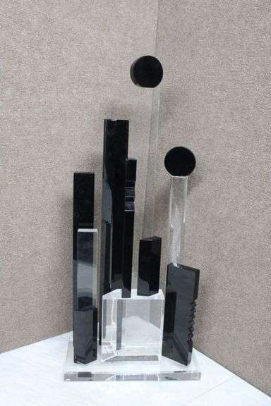 Clear and Black Acrylic Sculpture by Van Teal - Auction Ohio