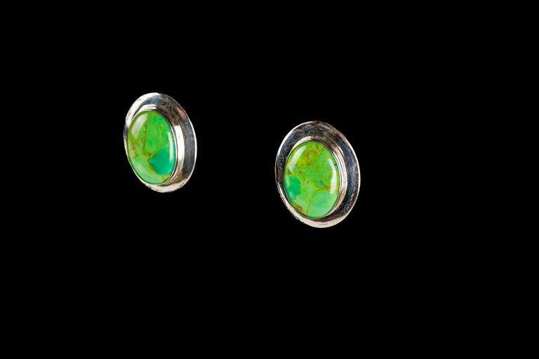 Designer Jay King Sterling Silver and Green Turquoise Earrings ...