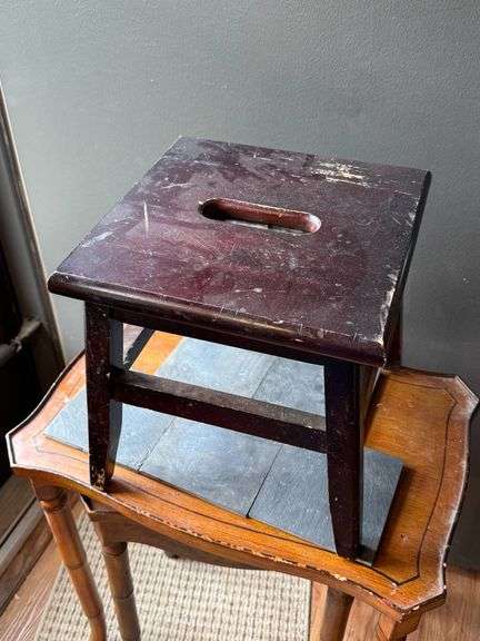 Wooden Stool With Hidden Storage Compartment and Handle Cutout ...