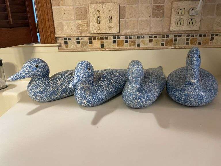 Five Blue Speckled Ceramic Ducks - Auction Ohio