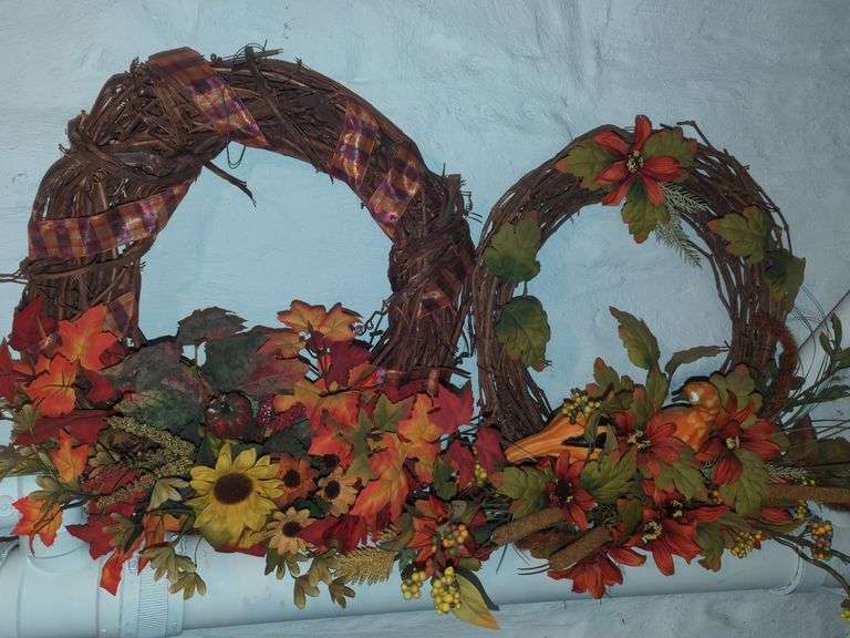 2 Fall Harvest Wreaths - Auction Ohio