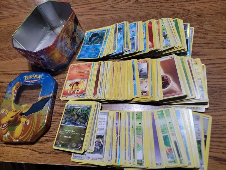Pokémon Collectors Tin W/Approx 350 Cards 2000-2019 Range - Auction Ohio