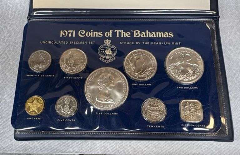 1971 Coins of The Bahamas Uncirculated Specimen Set by The Franklin ...