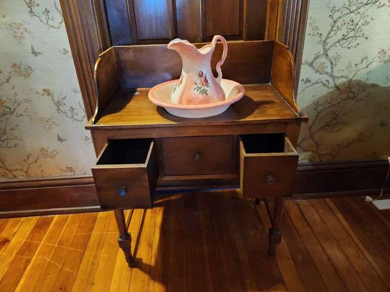 Vintage Solid Wood Dry Sink Dovetail Drawers R.S. Prussia Pottery ...