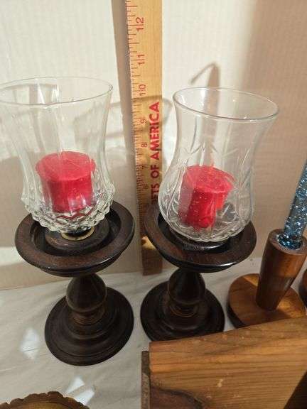 Assorted wooden candle holders - Auction Ohio