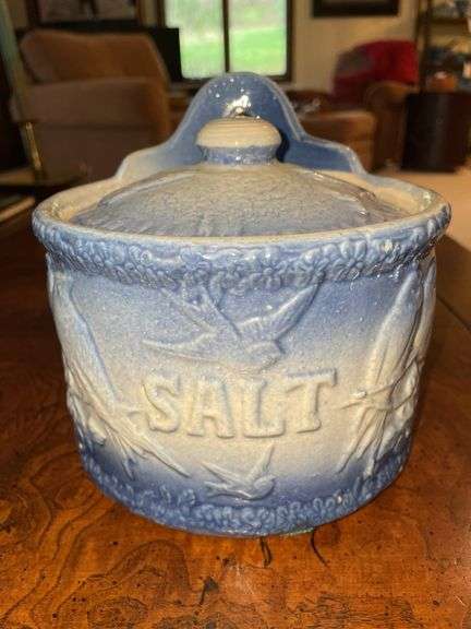 Blue Glazed Ceramic Salt Box with Lid - Auction Ohio