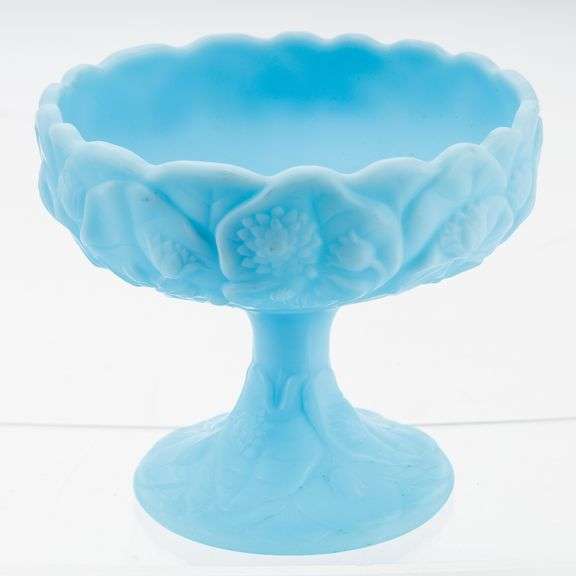 Vintage Fenton Blue Satin Candy Dish - Auction Ohio