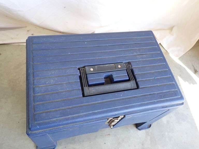 Stack-On Step Stool Toolbox with contents - Working Drill and hole saws ...