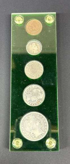 Set of Five 1905 U.S. Coins Encased in Acrylic Display - Auction Ohio