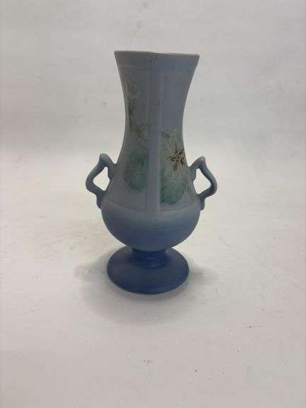 LARGE BLUE WELLER "PANELLA" VASE. - Auction Ohio