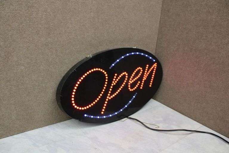 Oval LED ‘Open’ Electric Sign by Creat-A-Sign Inc. - Auction Ohio