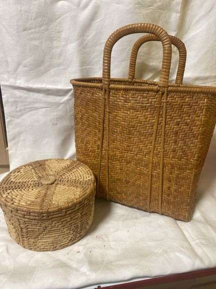 Mid Century Woven Wicker Baskets - Auction Ohio