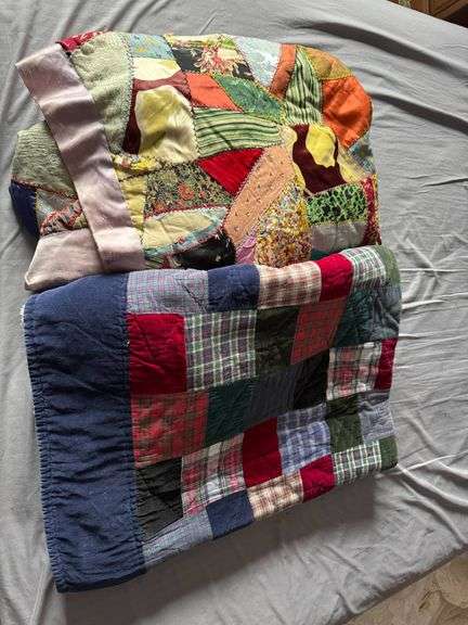 Patchwork and Crazy Quilts with Assorted Fabrics and Hand Stitching - Auction Ohio