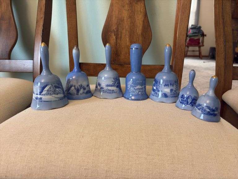 Blue and White Souvenir Ceramic Bells - Auction Ohio