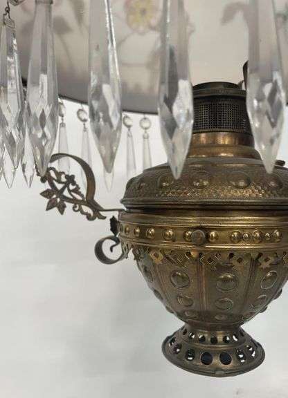 VICTORIAN HANDPAINTED HANGING LAMP. - Auction Ohio