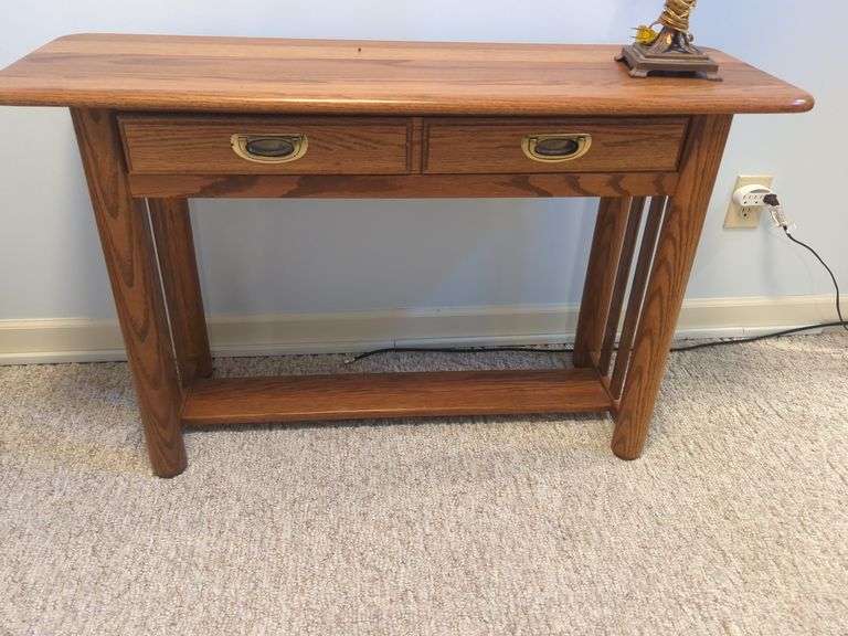 Mid Century Oak Entryway Table - Auction Ohio