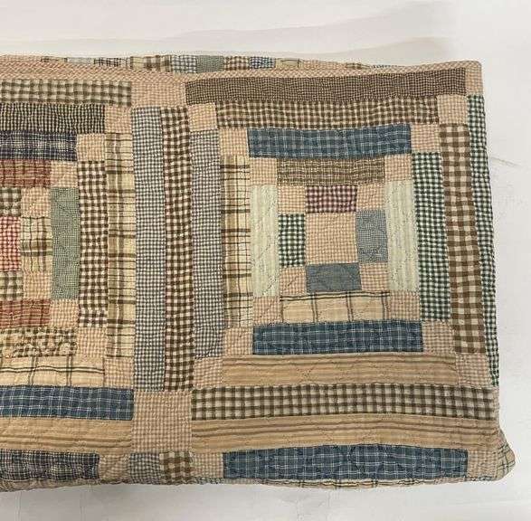 VINTAGE HANDMADE LOG CABIN QUILT. - Auction Ohio