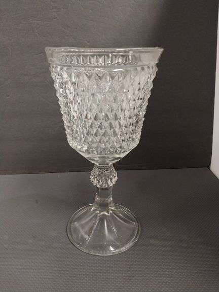 Vintage Pressed Glass Goblet with Diamond Point Pattern - Auction Ohio