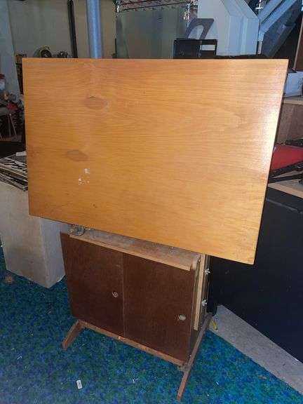 Vintage Wooden Drafting Table with Storage - Auction Ohio