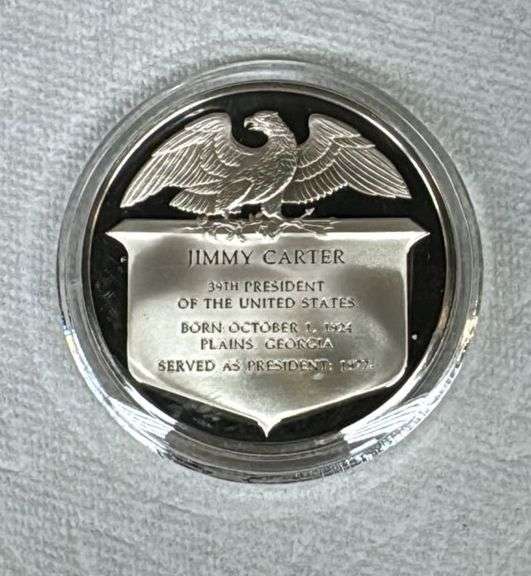 Jimmy Carter Commemorative Silver Medal, Marked Sterling - Auction Ohio