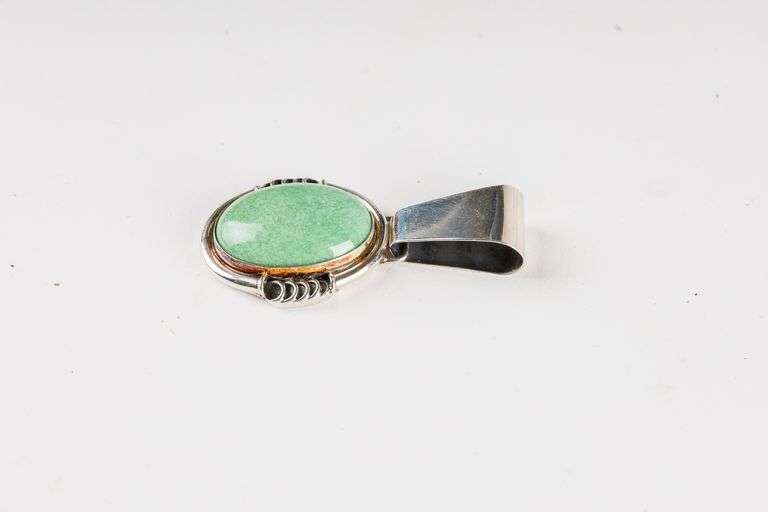 Designer Jay King Sterling Silver and Green Turquoise Necklace Pendant ...