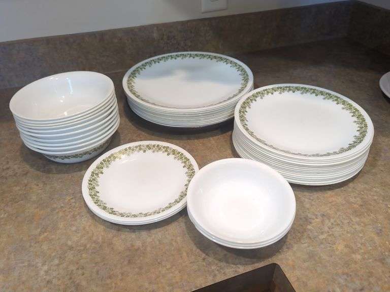 Corelle "Spring Blossom Green" Dinnerware Collection - Auction Ohio