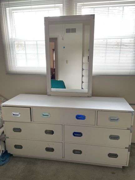 Dixie Campaigner 7-Drawer Dresser with Mirror - Auction Ohio